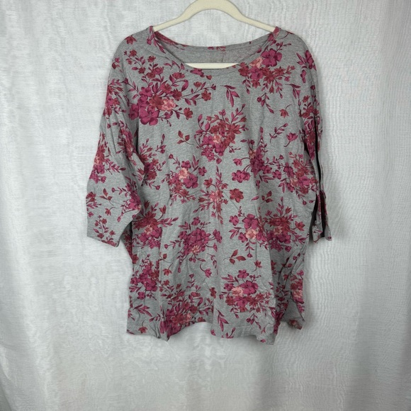 Woman Within | Tops | Nwot Woman Within X 2224 Blouse Floral Top Gray ...
